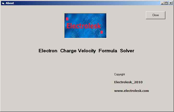 Screen shots of Electron Charge Velocity Formula Solver,Electrical ...